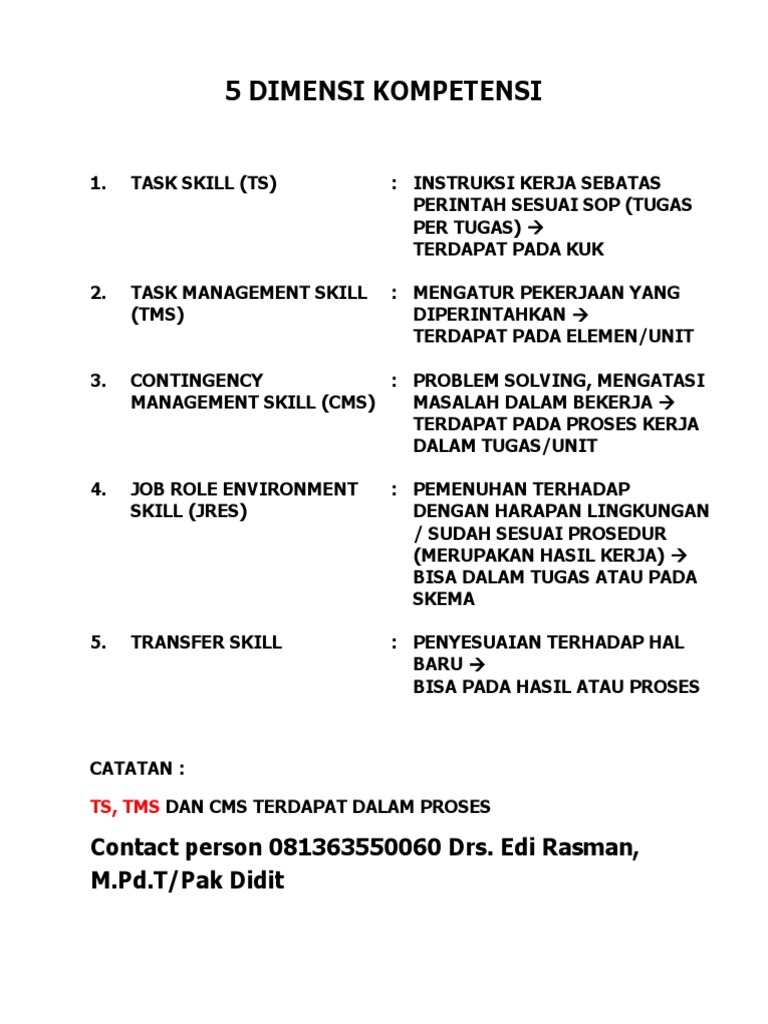 5 Dimensi Kompetensi | PDF