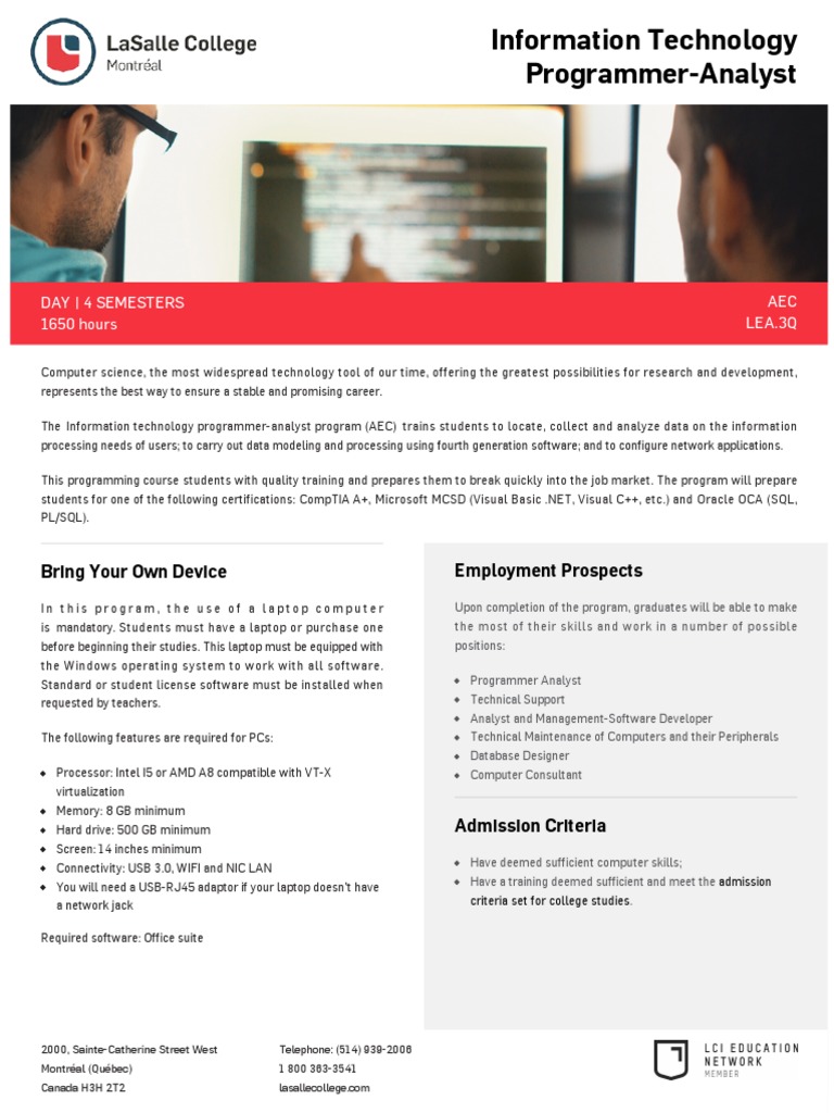 Aec Computer Programmer Analyst PdfBrochure en | PDF | Laptop ...