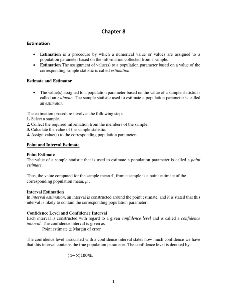 Estimation of Population Parameters | PDF | Confidence Interval ...
