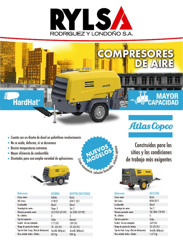 Brochure Compresores Atlas Copco RYLSA 2019-V3 Ultima Versión | PDF ...