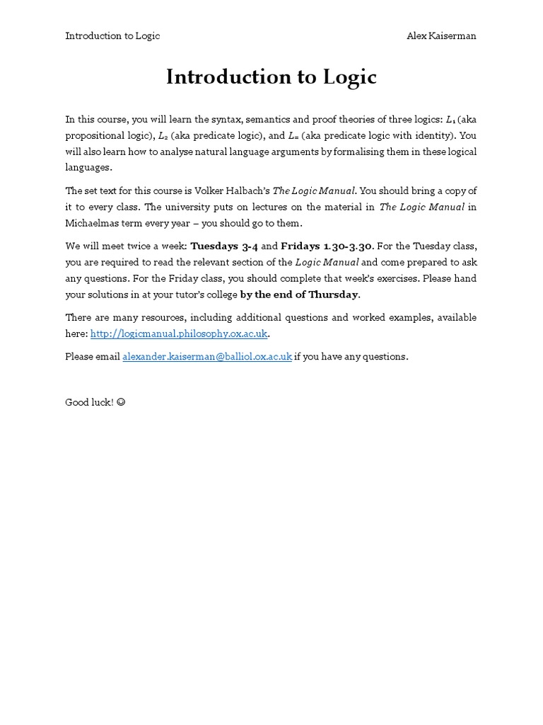 Introduction To Logic | PDF | First Order Logic | Logical Consequence