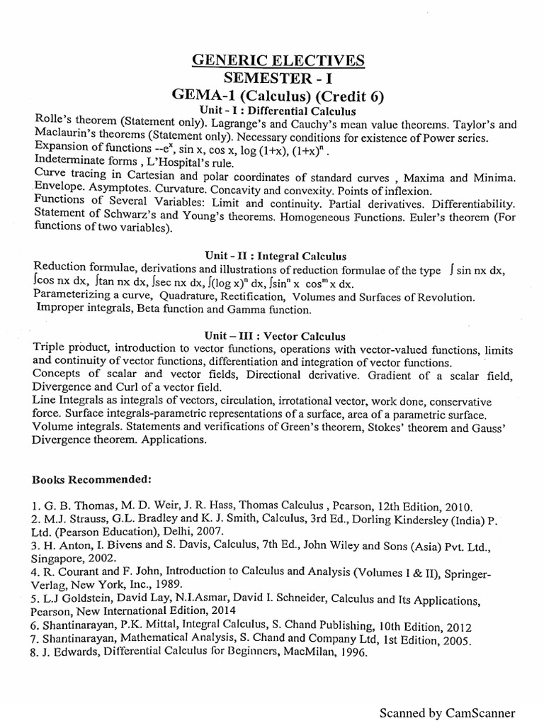 GE Mathematics (Syllabus) PDF | PDF