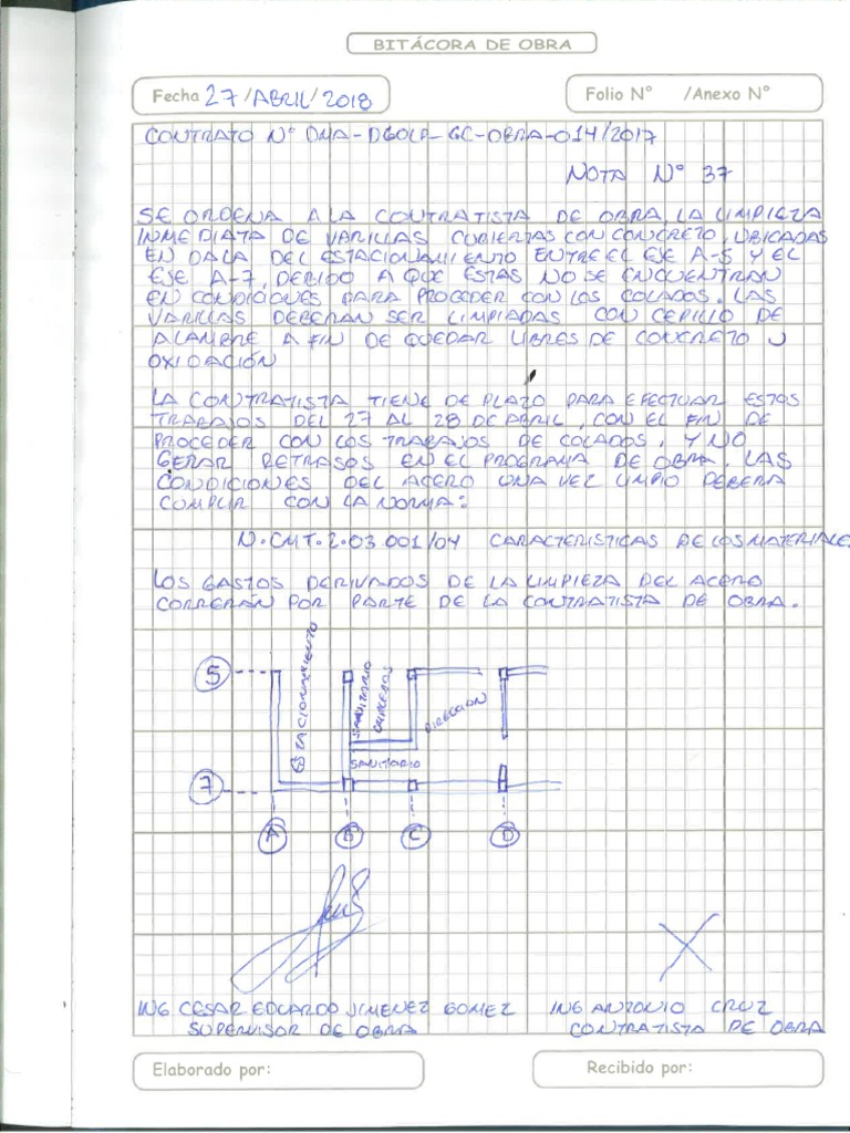 Ejemplo de notas de bitacora convencional