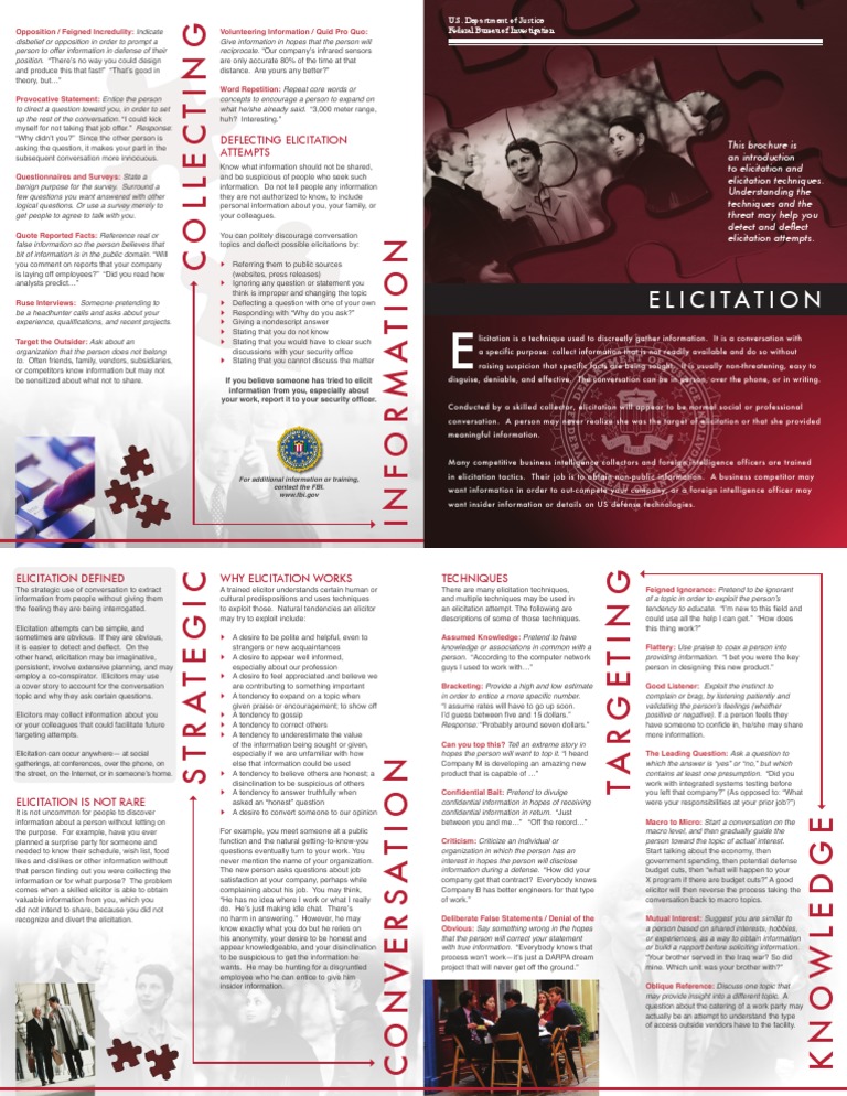 FBI Elicitation Techniques | PDF | Question | Conversation