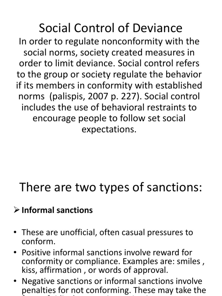 Social Control of Deviance | PDF | Deviance (Sociology) | Scientific ...