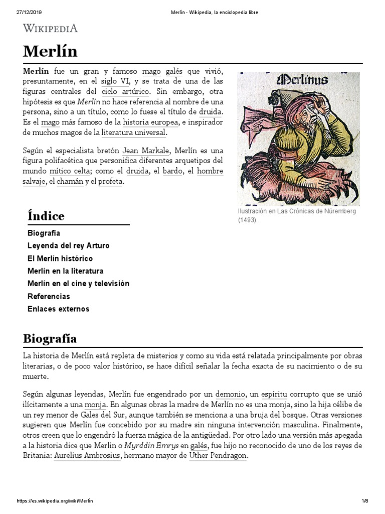 Merlín - Wikipedia, La Enciclopedia Libre | PDF | Esmerejón | Leyenda ...