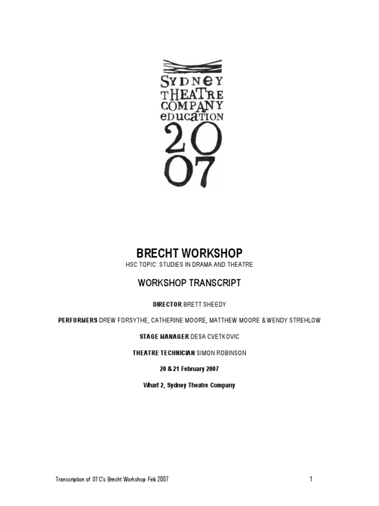 2007 Brecht Workshop | PDF | Social Alienation | Actor
