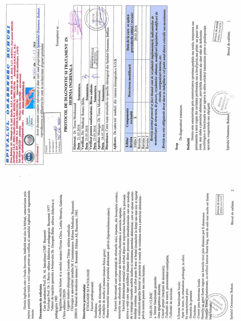 Protocol de Diagnostic Si Tratament in Hernia Inghinala | PDF