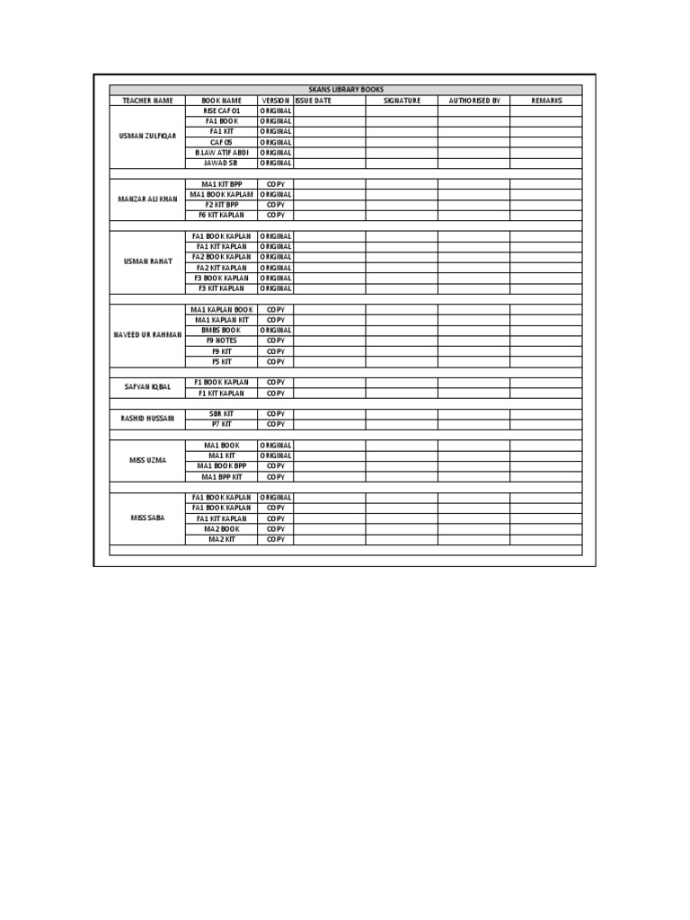 Library Books Record | PDF