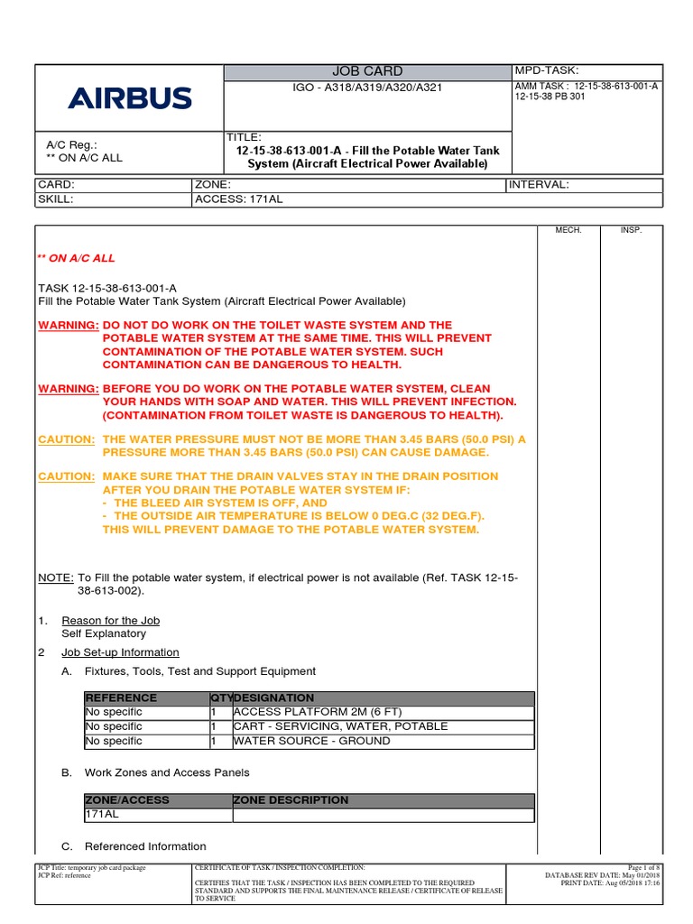 Task Card A320 | PDF | Valve | Nature