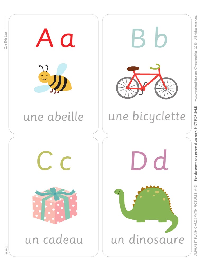 Mrprintables French Abc Flash Cards A4 | Languages | Language Arts ...