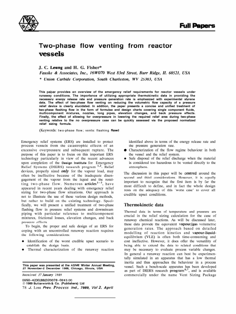 Two-Phase Flow Venting From Reactor | PDF | Reaction Rate | Fluid Dynamics