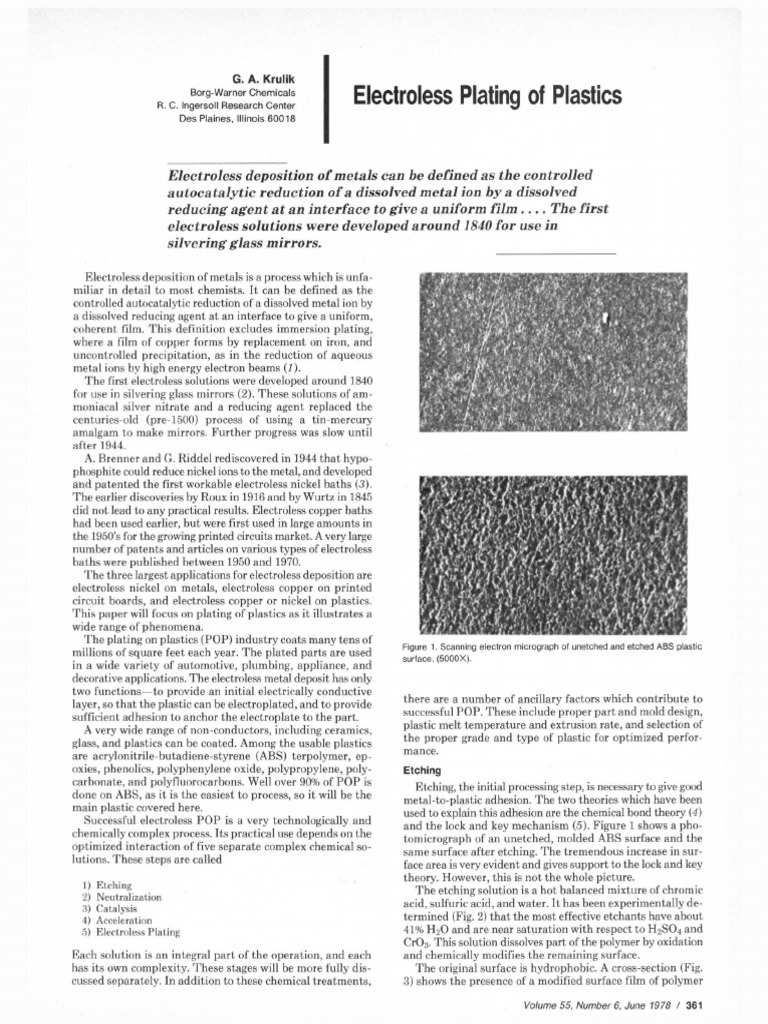 Electroless Plating of Plastics Journal of Chemica | PDF | Catalysis | Palladium