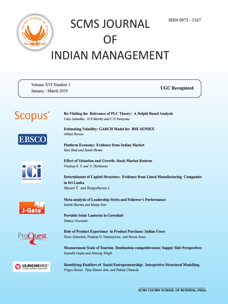 SCMS Journal of Indian Management (Volume XVI Number 1) PDF | PDF ...