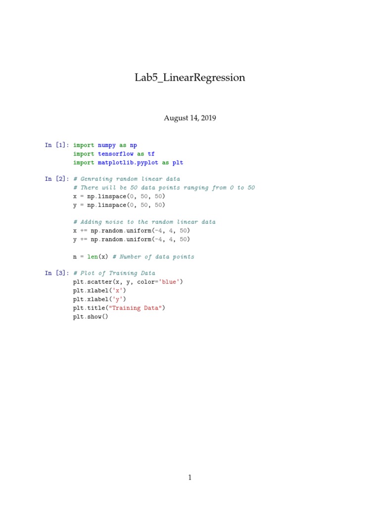 Linear Regression Using TensorFlow | PDF | Regression Analysis ...