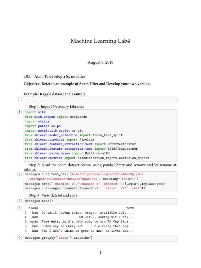 Machine Learning Learning With Email Spam Detection | Download Free PDF ...