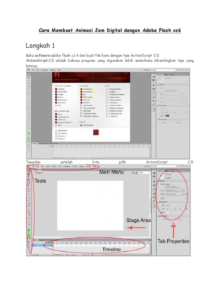 Cara Membuat Animasi Jam Digital Dengan Adobe Flash cs6 | PDF