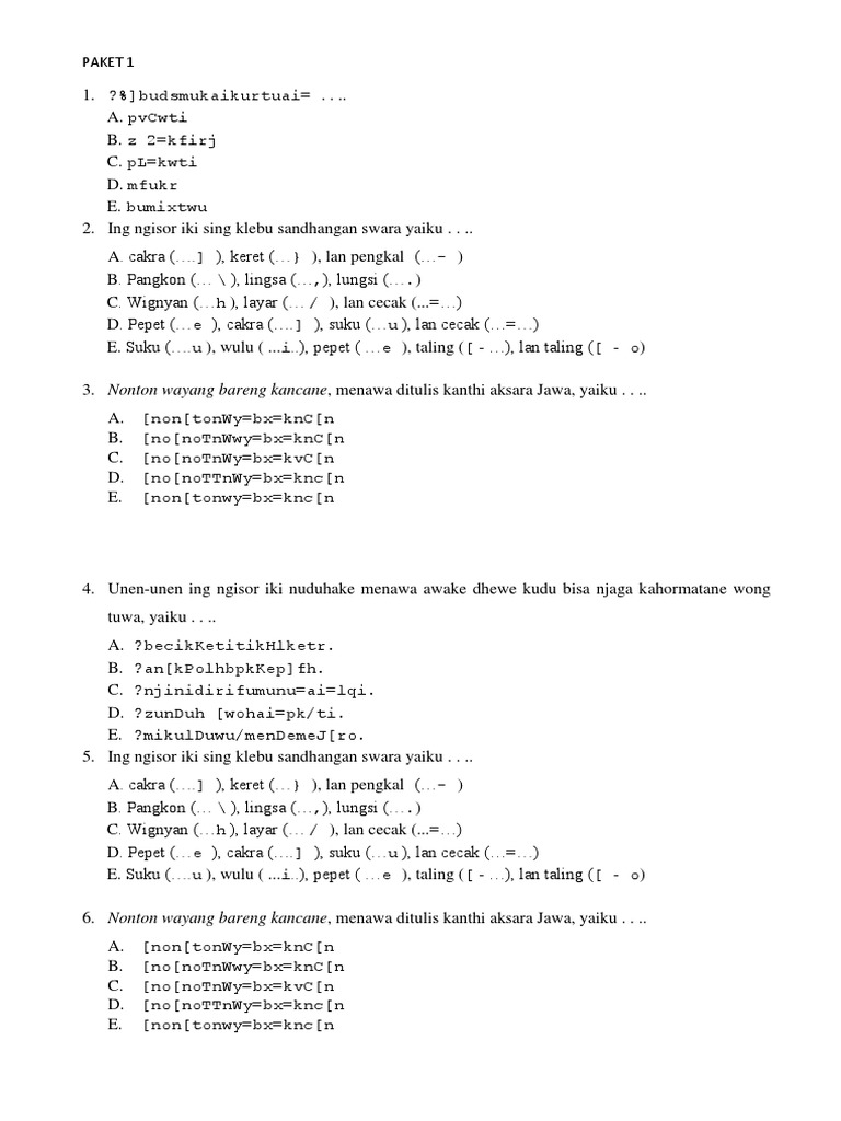 Soal Aksara Jawa | PDF