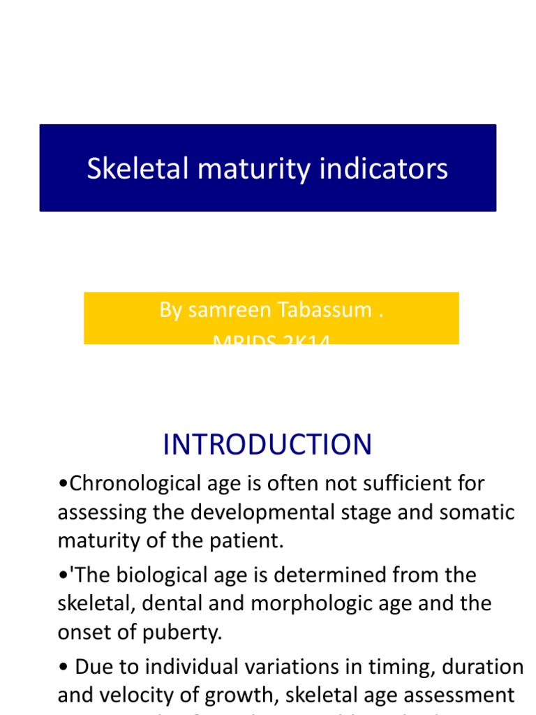 Skeletal Maturity Indicators Presentation. | PDF | Thumb | Hand