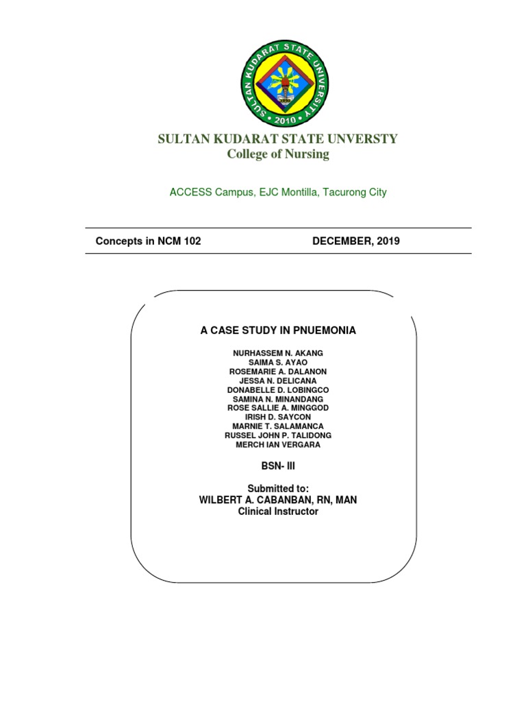 Pneumonia Case Study | PDF | Pneumonia | White Blood Cell