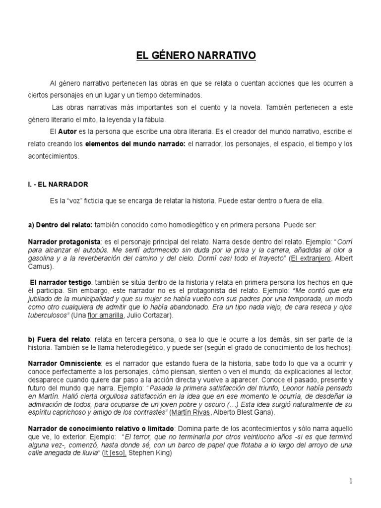 Genero Narrativo para Septimo Basico | PDF | Narración | Narrativa