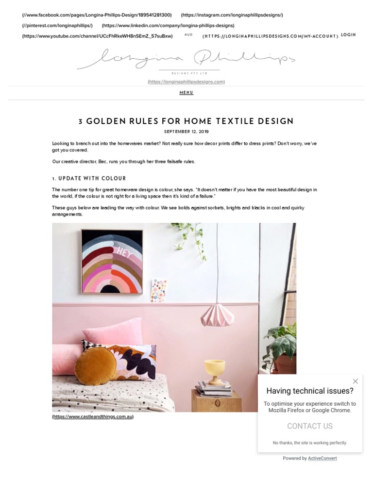 3 Golden Rules For Home Textile Design - Longina Phillips Designs | PDF