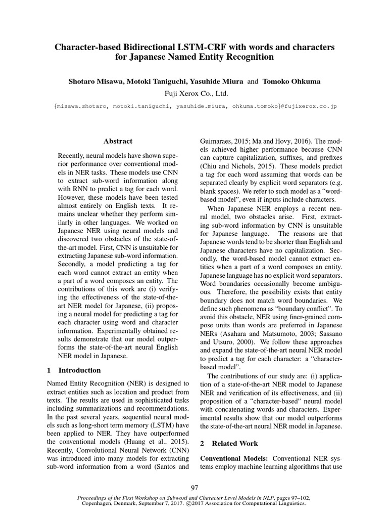 Japanese Named Entity Recognition | PDF | Linguistics | Machine Learning