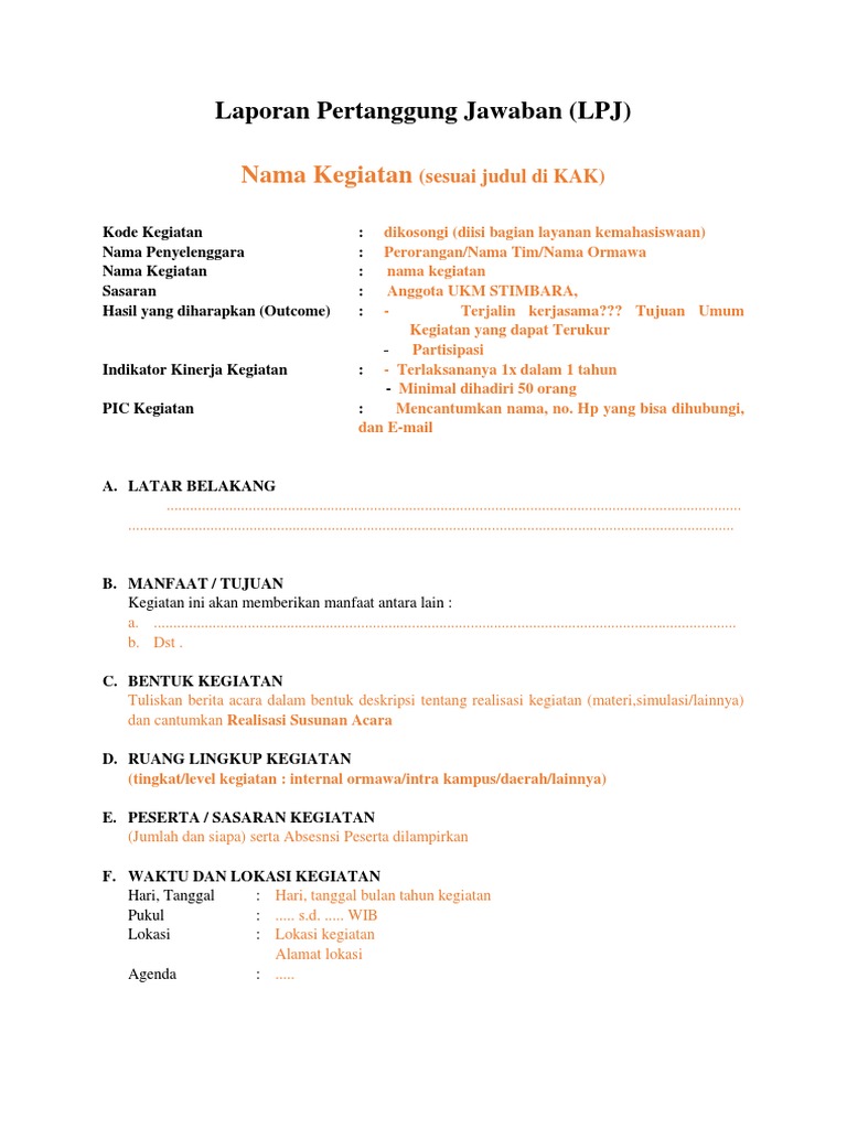 Template LPJ - Ormawa 2020 | PDF