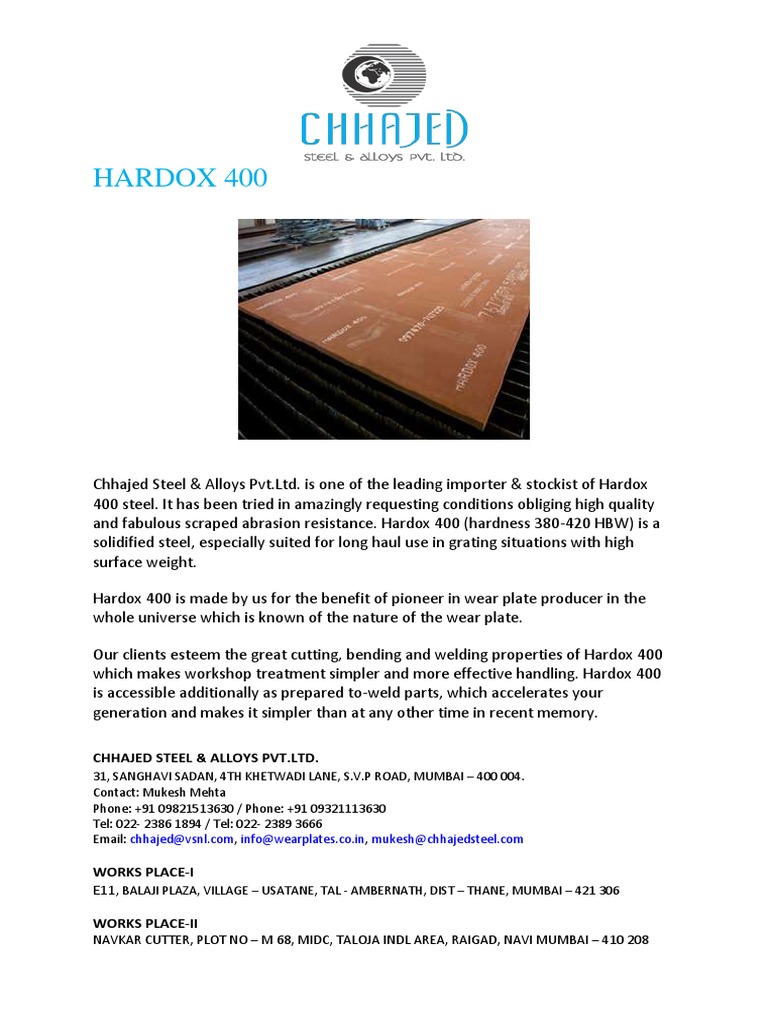 Hardox400 PDF | PDF | Wear | Steel