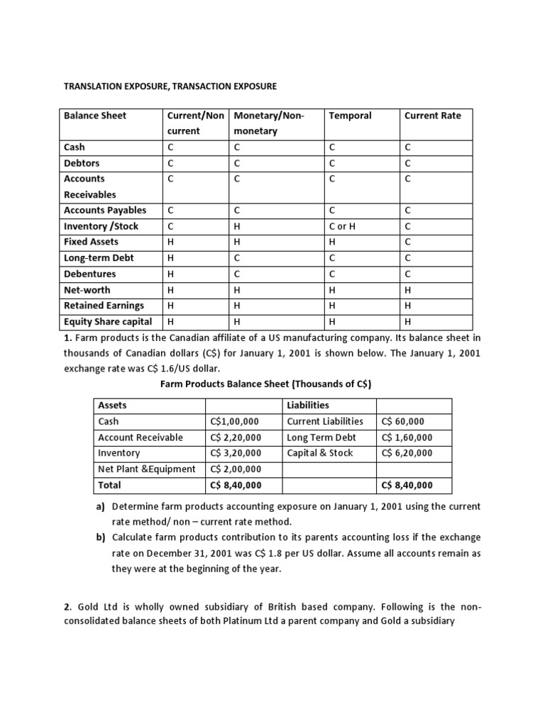 Translation Exposure | PDF | Balance Sheet | Pound Sterling