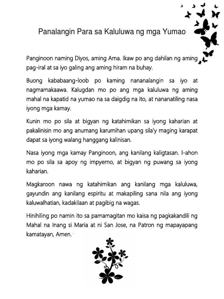 Panalangin para Sa Kaluluwa NG Mga Yumao | PDF