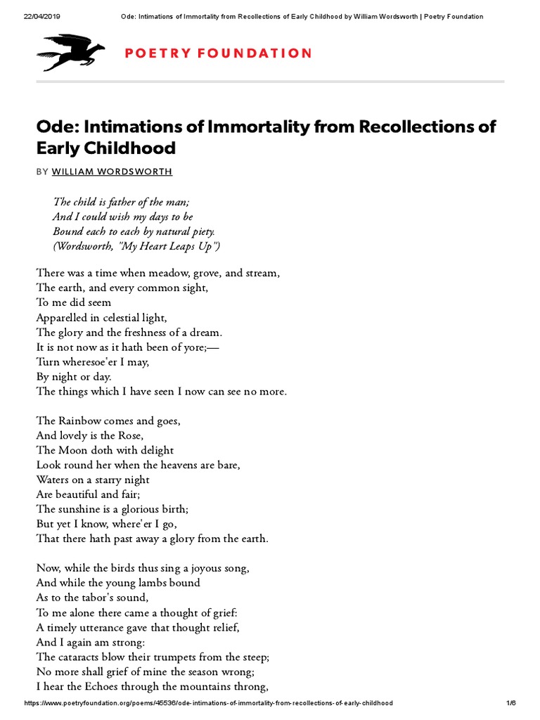 Wordsworth's Ode on Immortality | PDF | Religion & Spirituality | Poetry