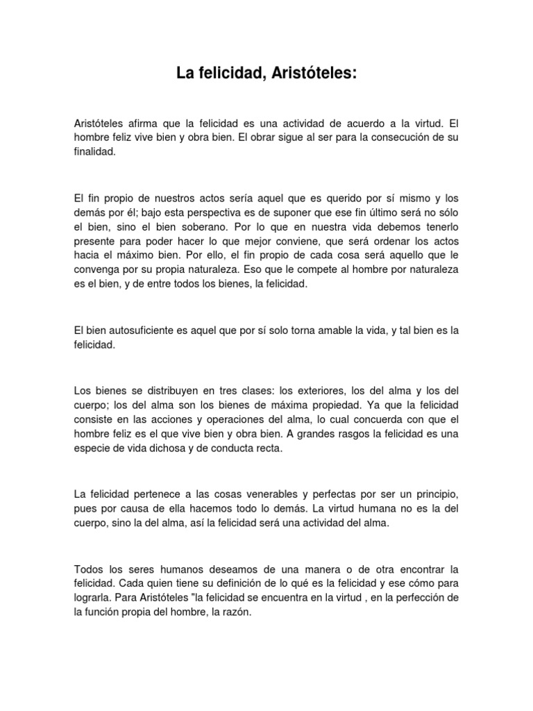Felicidad Según Filosofía de Varios Autores | PDF | Epicteto | Felicidad