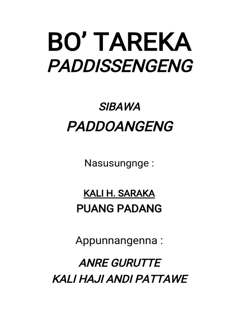 Bo Tareka Paddissengeng Sibawa Paddoangeng | PDF