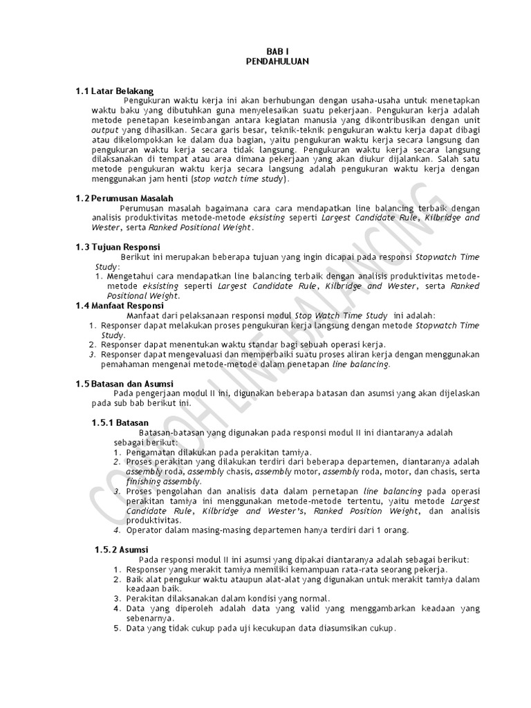 Contoh Laporan Praktikum Line Balancing - Part Modul 1 PDF | PDF