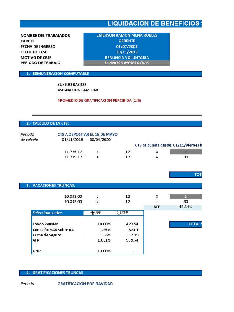 Liquidacion de Beneficios Sociales PDF | PDF | Relaciones laborales | Finanzas personales