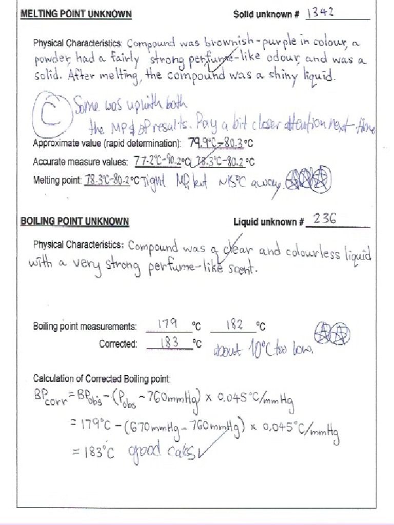 Chem 351 Melting and Boiling Point Determination Lab | PDF