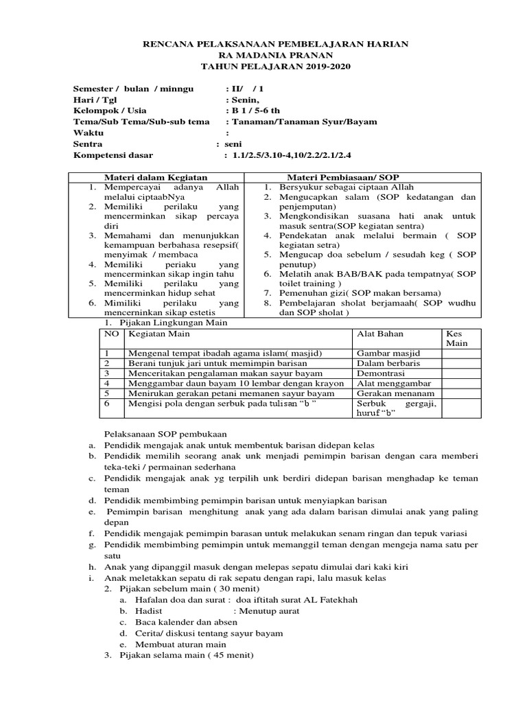 RPPH A Tanaman Minggu Ke 14 Fix | PDF | Karier & Perkembangan