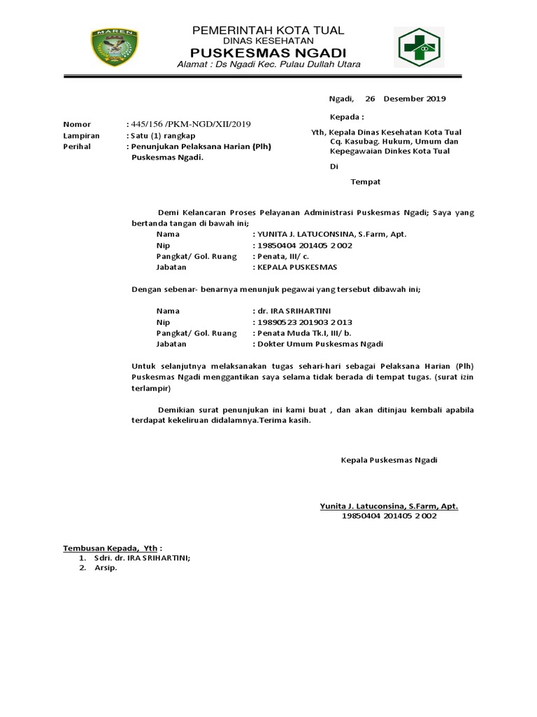 Surat Penunjukan PLH PKM Ngadi | PDF