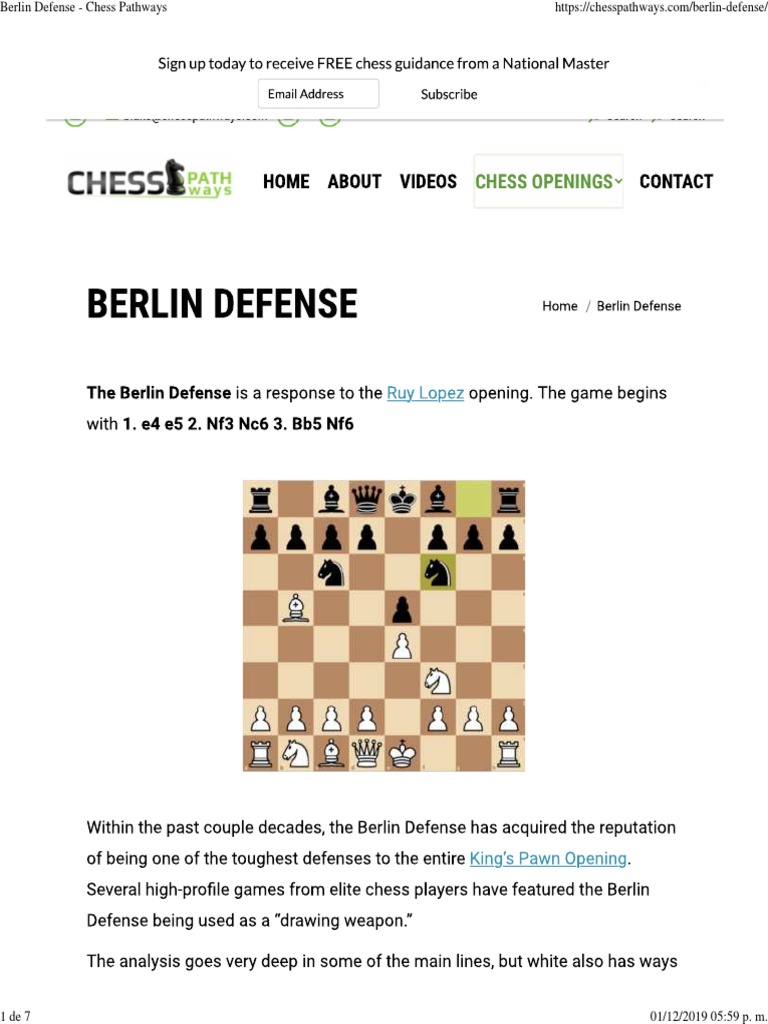 Berlin Defense - Chess Pathways | PDF