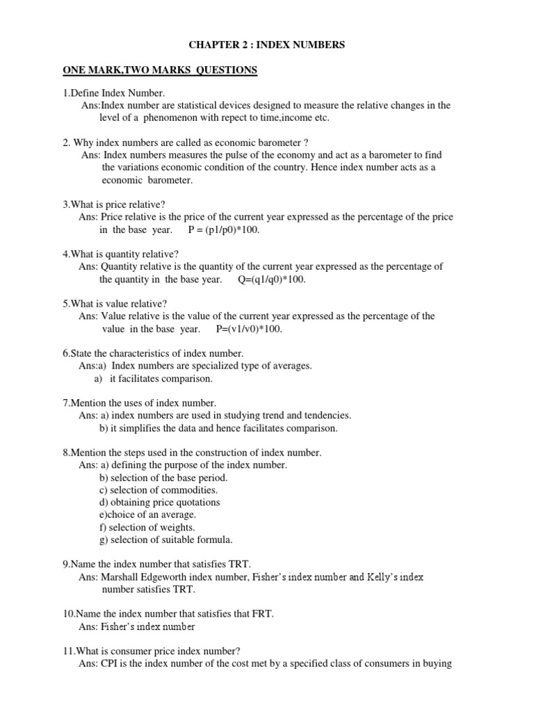 CHAPTER 2 Index Numbers PDF | PDF | Price Indices | Consumer Price Index