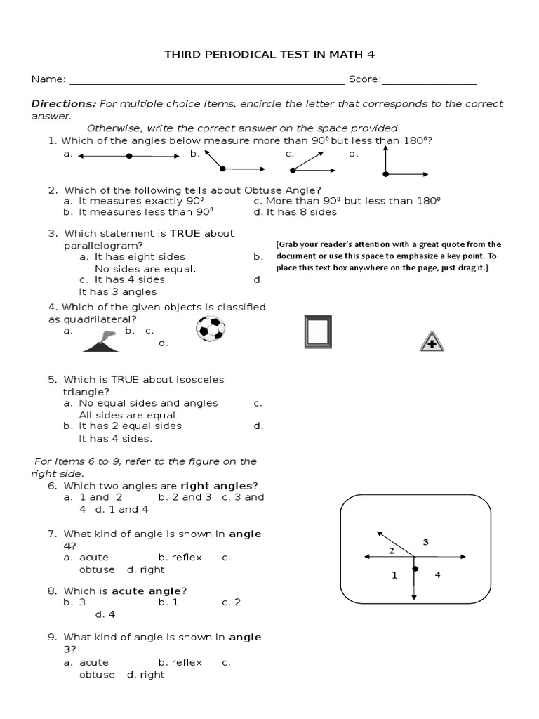 Pt Mathematics 4 Q3 Pdf Angle Euclid