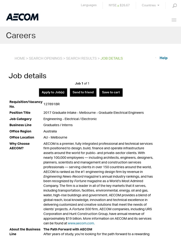 AECOM - Job Details | PDF | Engineering | Business