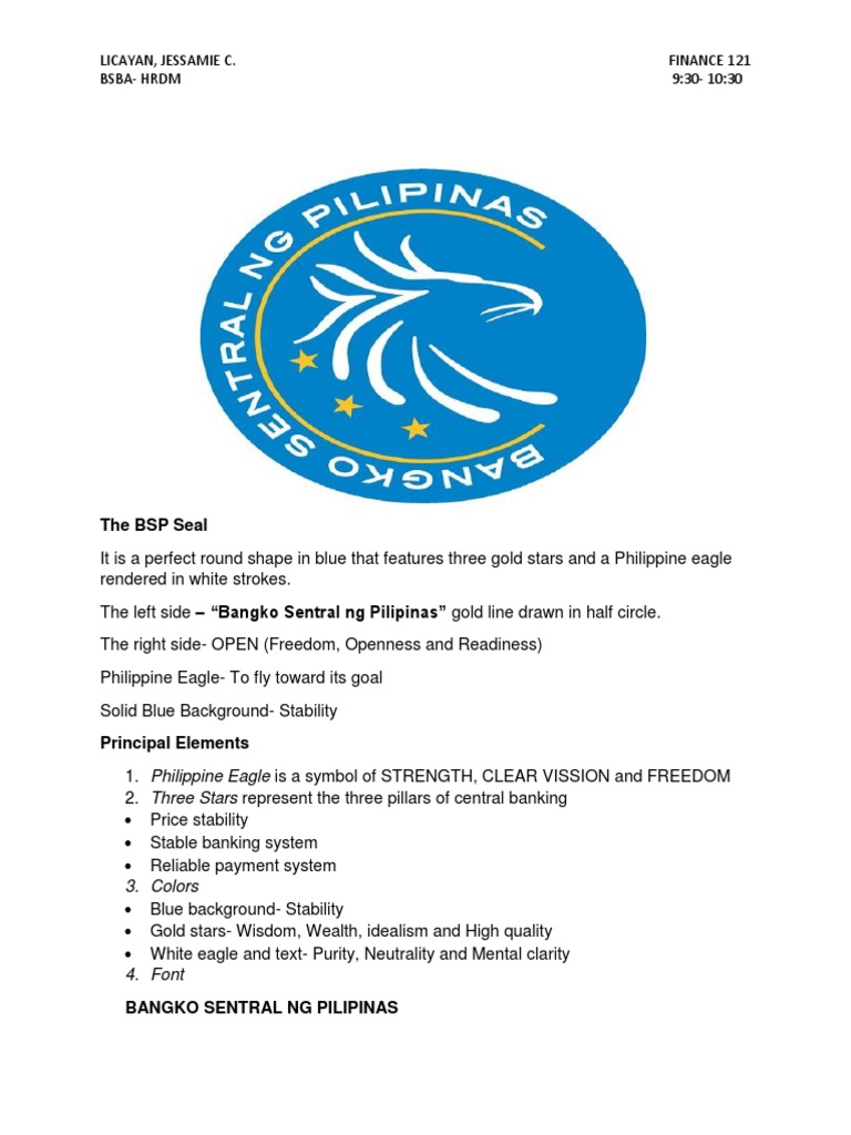 The BSP Seal Latest | PDF | Philippines | Currency