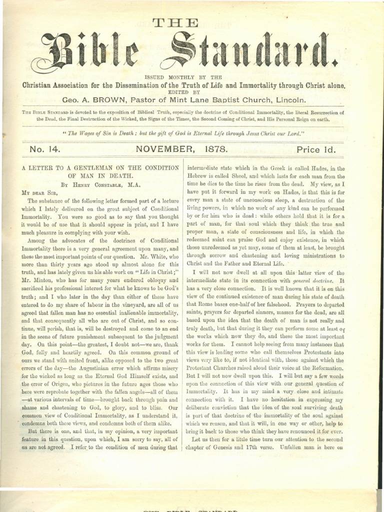 Bible Standard November 1878 | PDF | Adam | Jesus