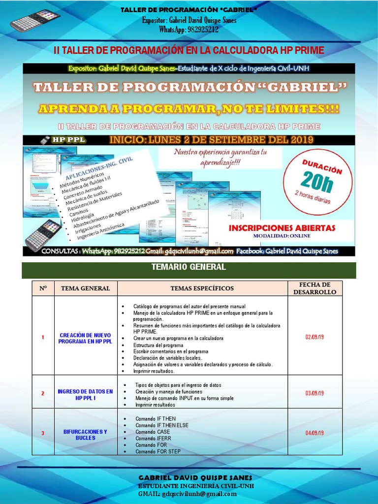Taller de Programacion en La Calculadora HP Prime | PDF | Áreas de ...