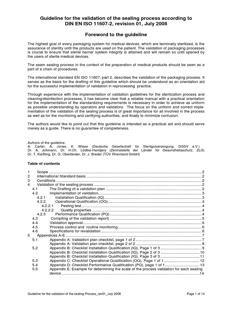 Sealing Process Validation Guideline - en | PDF | Verification And ...
