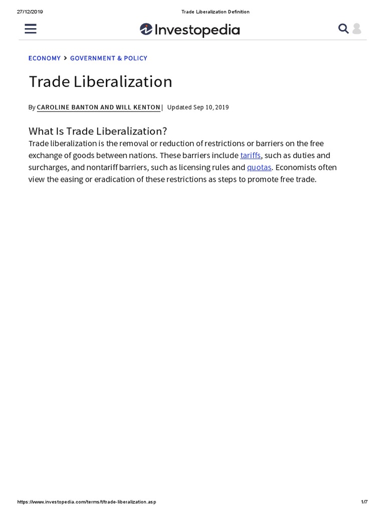 Trade Liberalization Definition | PDF | Free Trade | North American ...