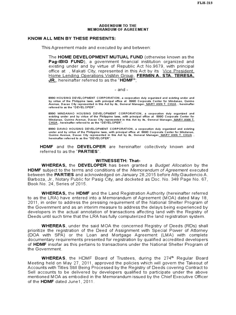 8990 - Addendum To Moa | PDF | Notary Public | Deed