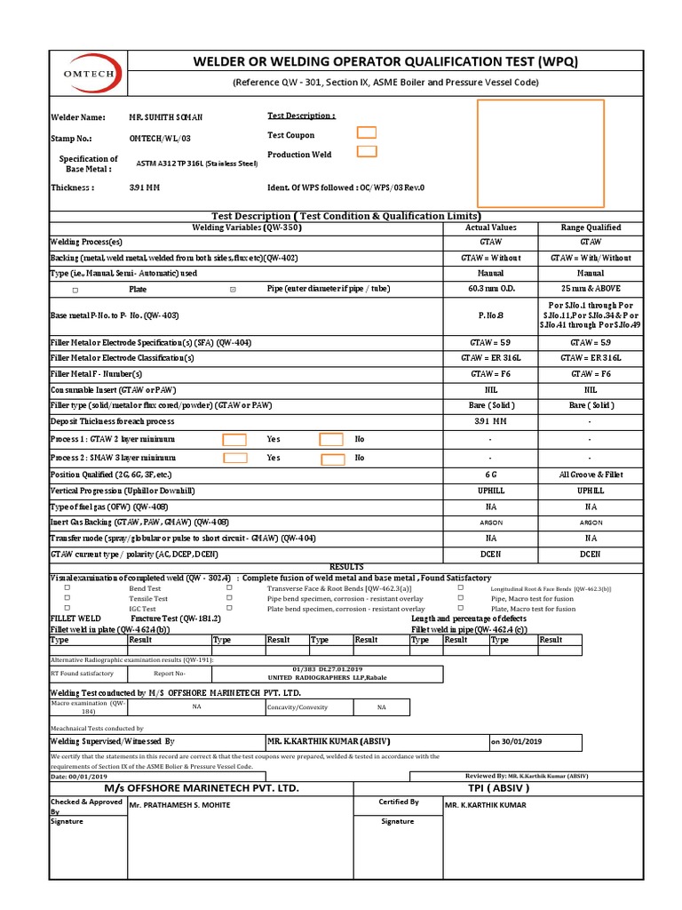 Welder Test Certificate - CS | PDF | Welding | Construction